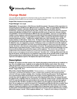 Change model - PSYCH/ 629 v 3 Change Model (You can refer to the ...