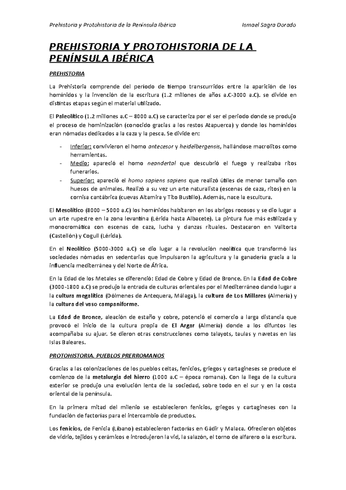 1.- Prehistoria Y Protohistoria DE LA Península Ibérica - Prehistoria y ...