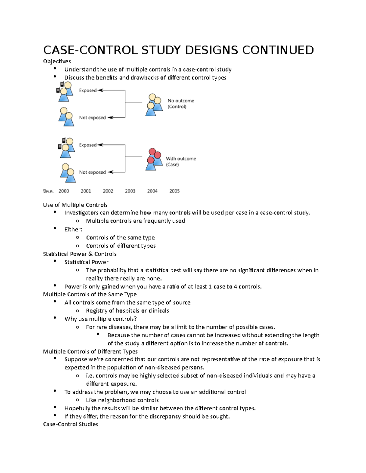 Ch 12 - lecture notes - CASE-CONTROL STUDY DESIGNS CONTINUED Objectives ...