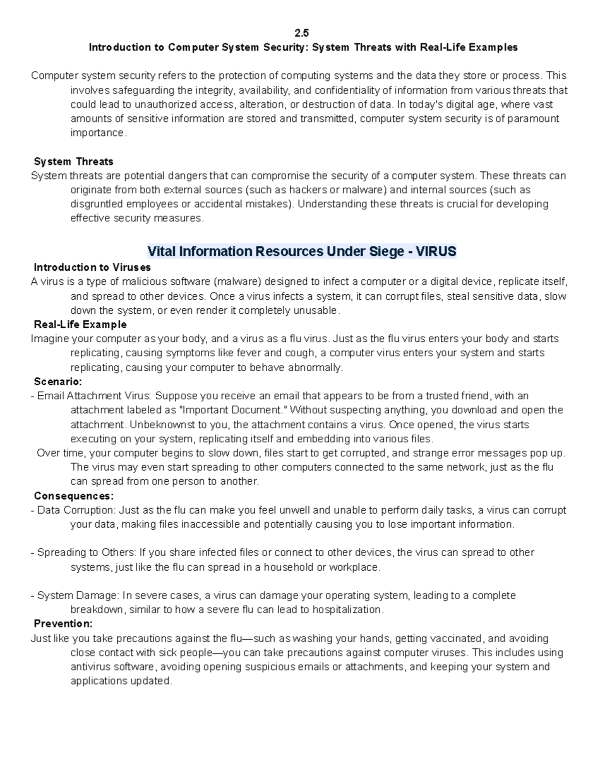 2.5 - Introduction to Computer System Security System Threats with Real ...