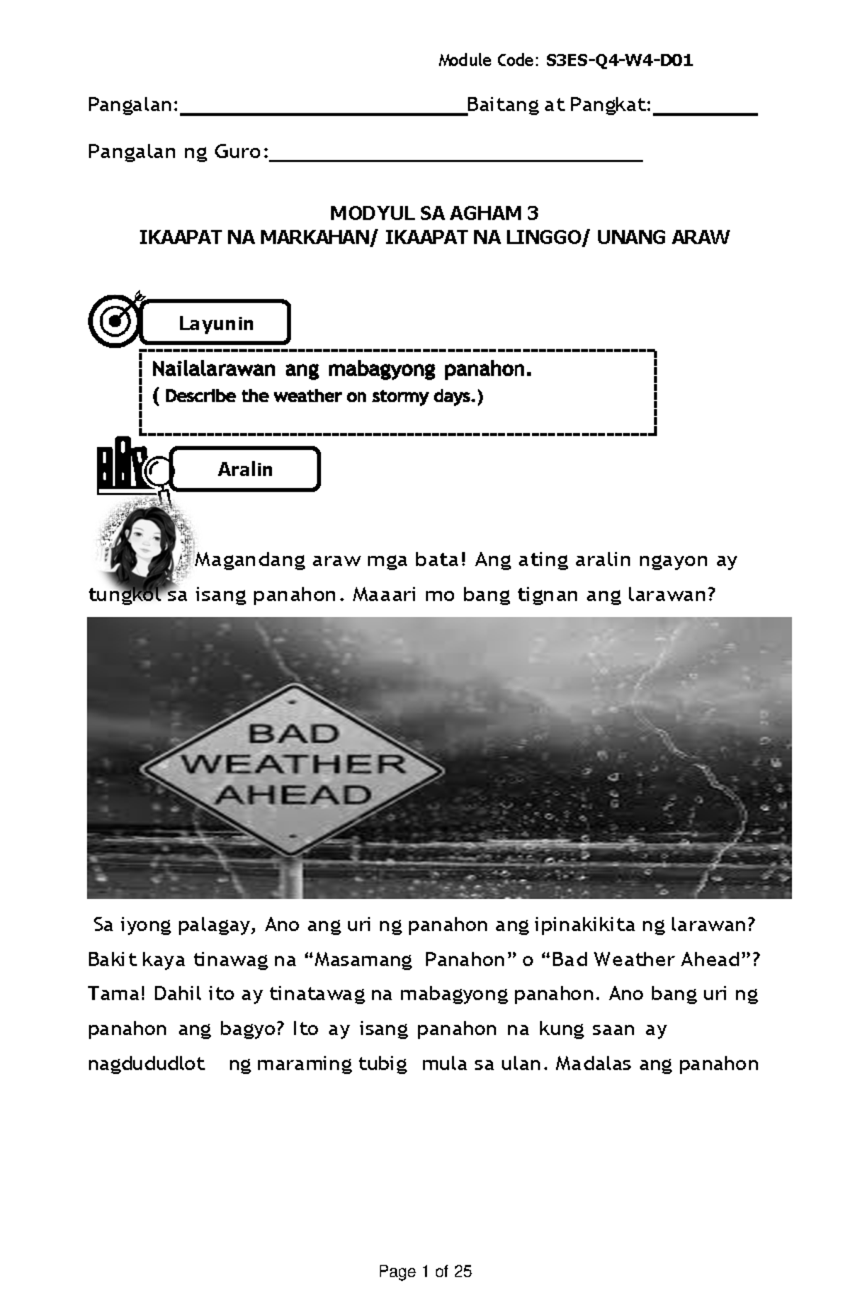 5 Science 3 Q4 W4 - THIS MODULE IS FOR GRADE 3 STUDENTS ONLY - Pangalan: Baitang at Pangkat ...