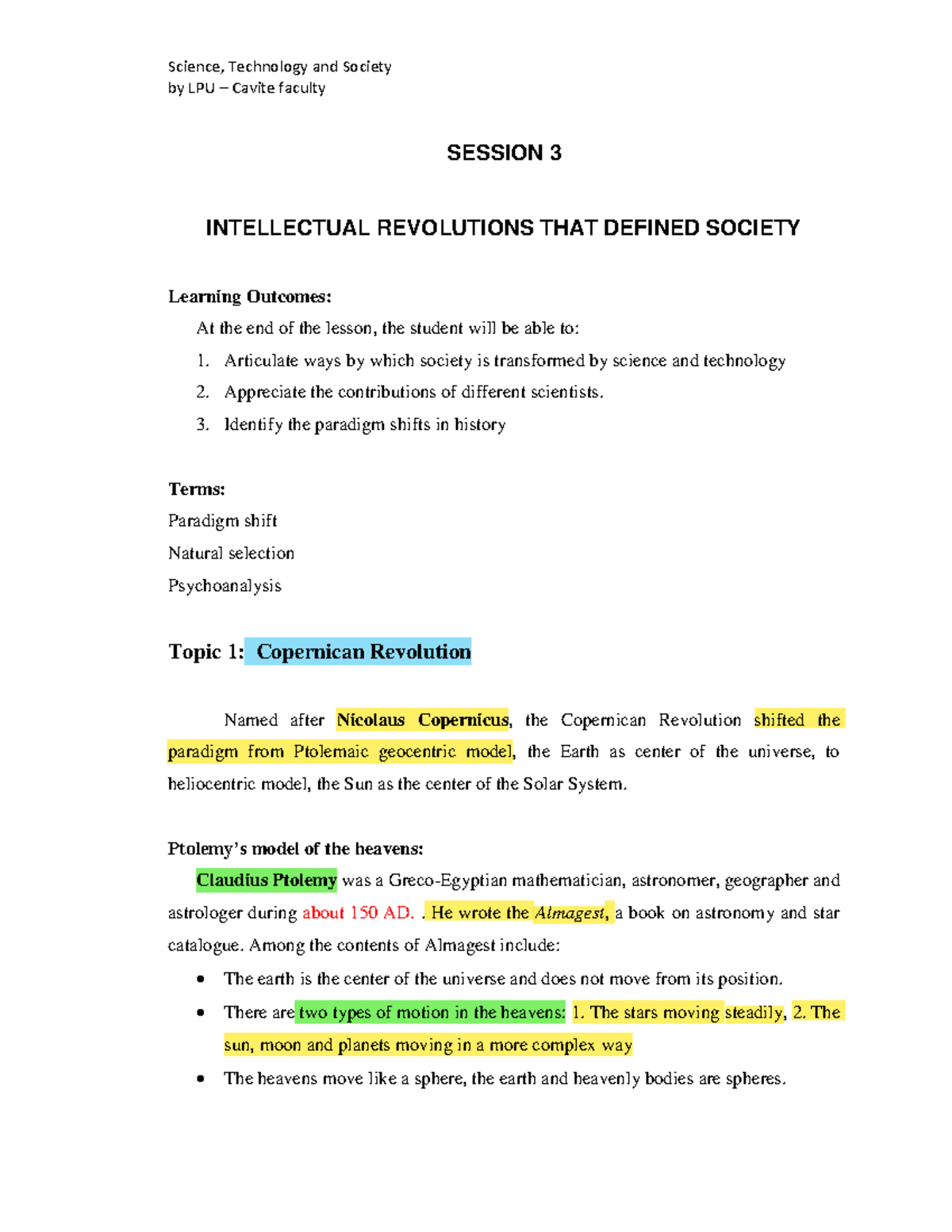 Intellectual Revolution (Module) - Science, Technology and Society ...