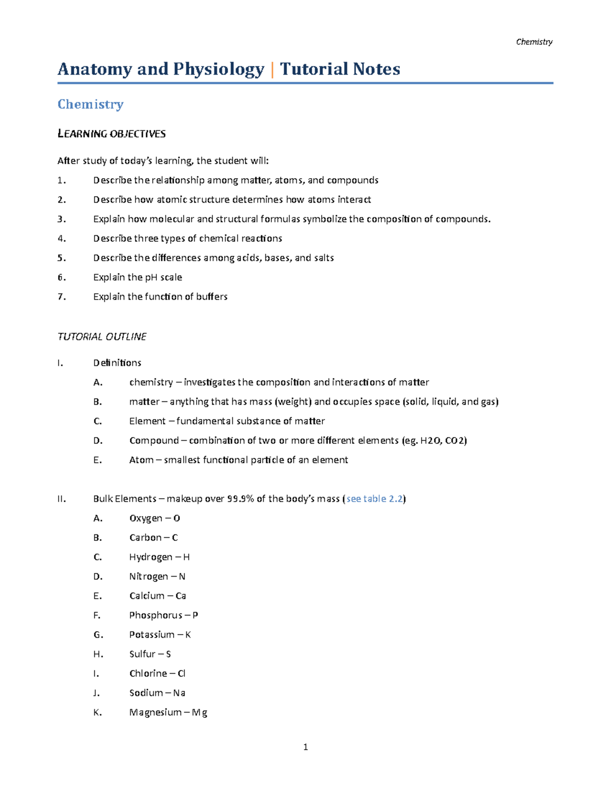 Study guide ch 2 - Anatomy and Physiology | Tutorial Notes Chemistry ...