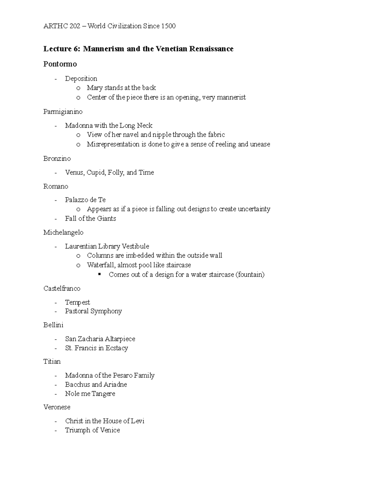 Lecture 5 High Renaissance - ARTHC 202 – World Civilization Since 1500 ...