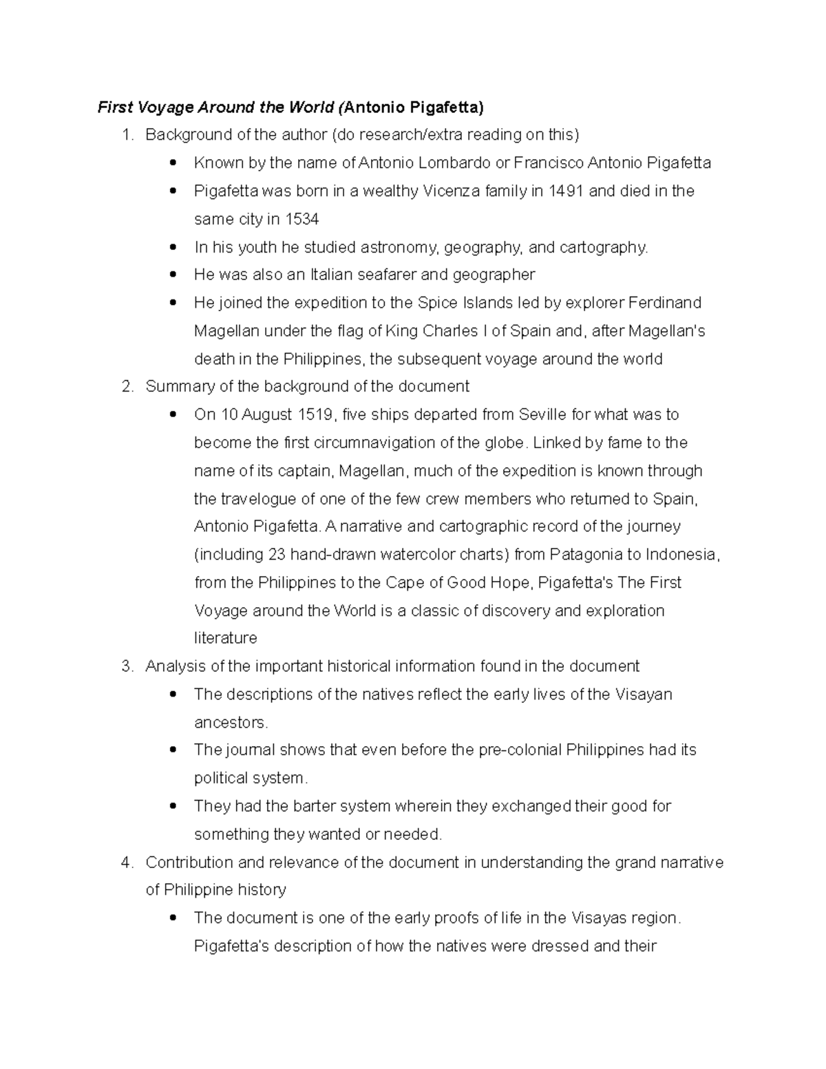Activity 2 - 9 Primary Sources - First Voyage Around the World ...