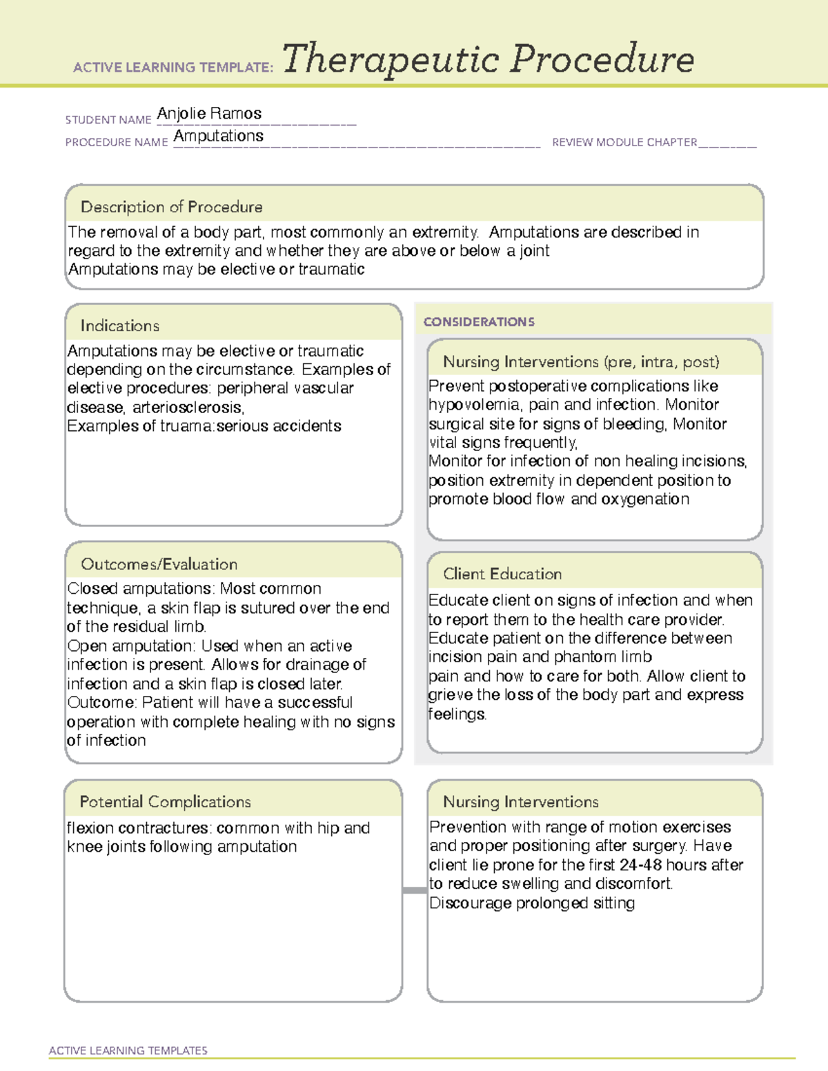 Amputation - ATI assignment - NURS 208A - ACTIVE LEARNING TEMPLATES ...