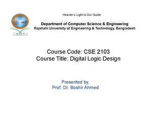 Boolean algebra - ####### Presented by, ####### Prof. Dr. Boshir Ahmed Course Code: CSE 2203 ...