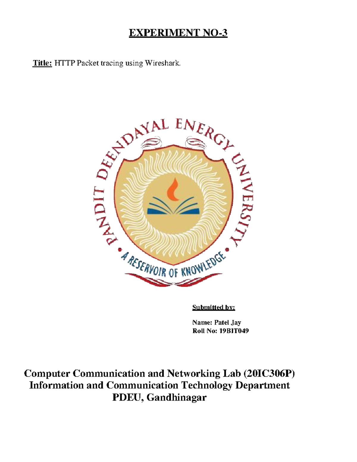 19BIT049 CCN Exp-3-1 - Newdkdnsj sjsjdueu zuushsi jsidbd hdidhs jsidje ...