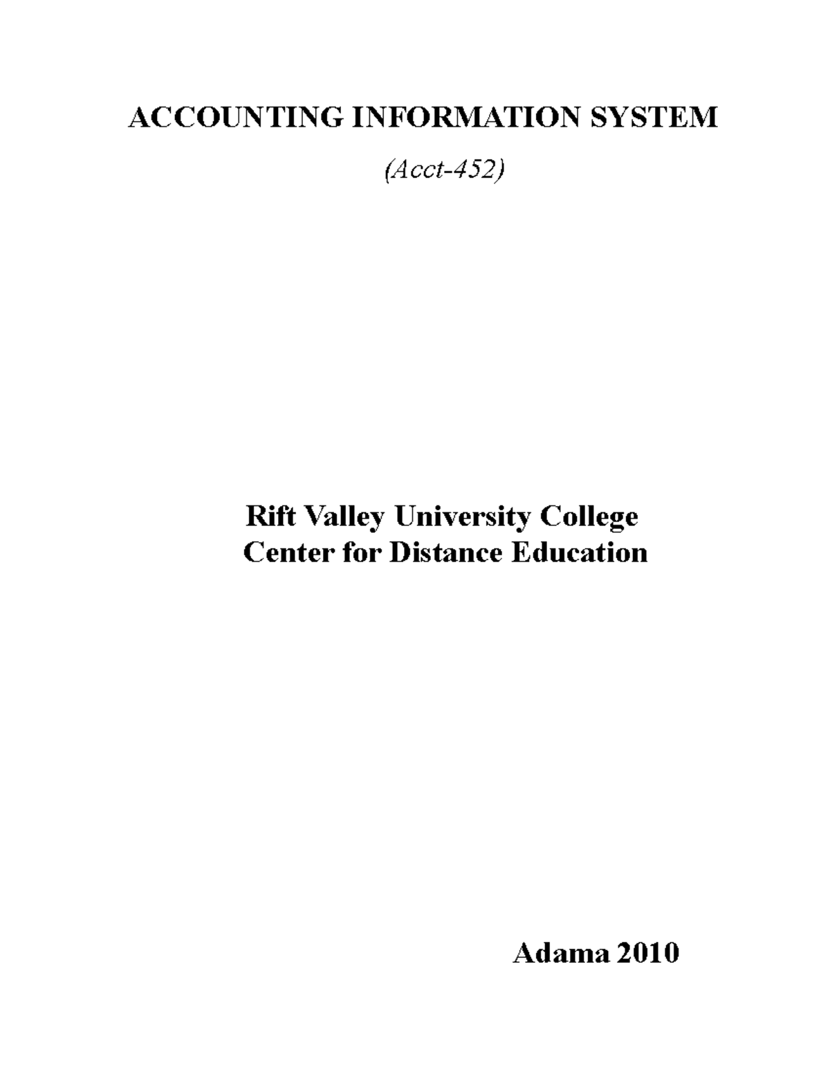Accounting Information System - ACCOUNTING INFORMATION SYSTEM (Acct-452 ...