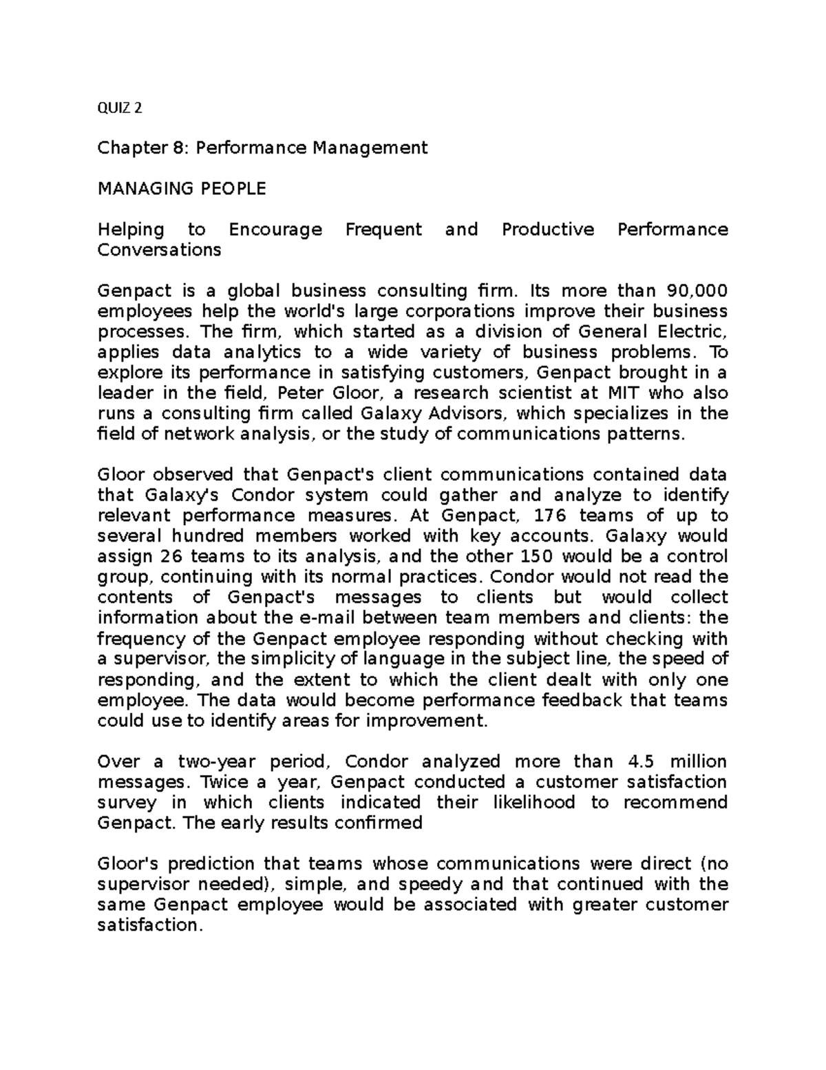 QUIZ 2-7 - Cobshur - QUIZ 2 Chapter 8: Performance Management MANAGING ...