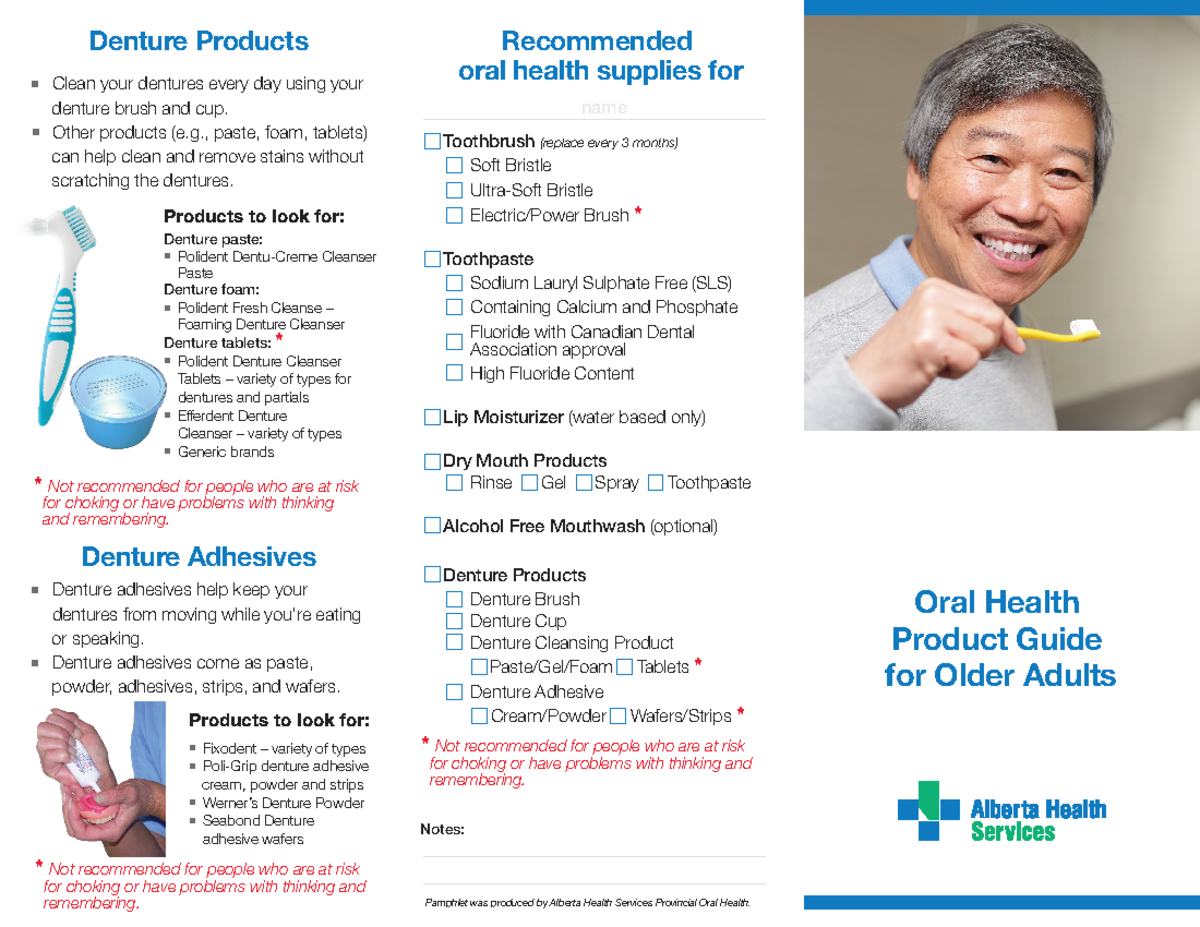 Oral Health Product Guide for Older Adults - Oral Health Product Guide ...
