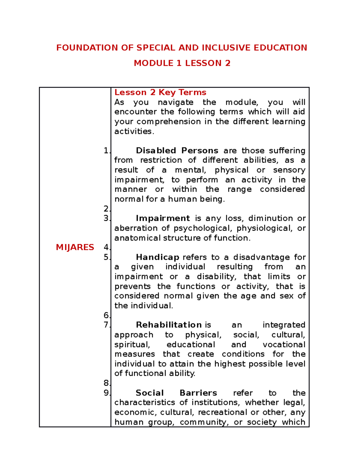 Foundation OF Special AND Inclusive Education - FOUNDATION OF SPECIAL ...