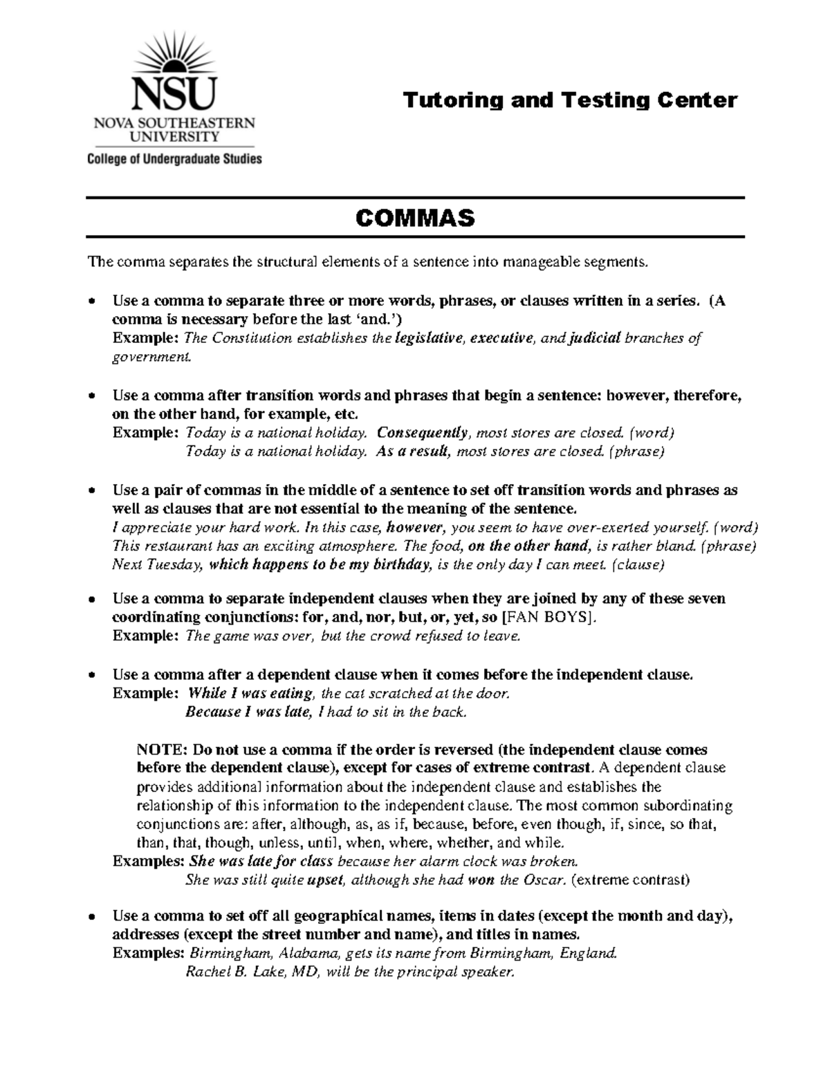 Commas in and its use in english language - COMMAS The comma separates ...