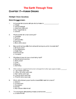 Ch16 Life of the Cenozoic Test - The Earth Through Time CHAPTER 16 ...
