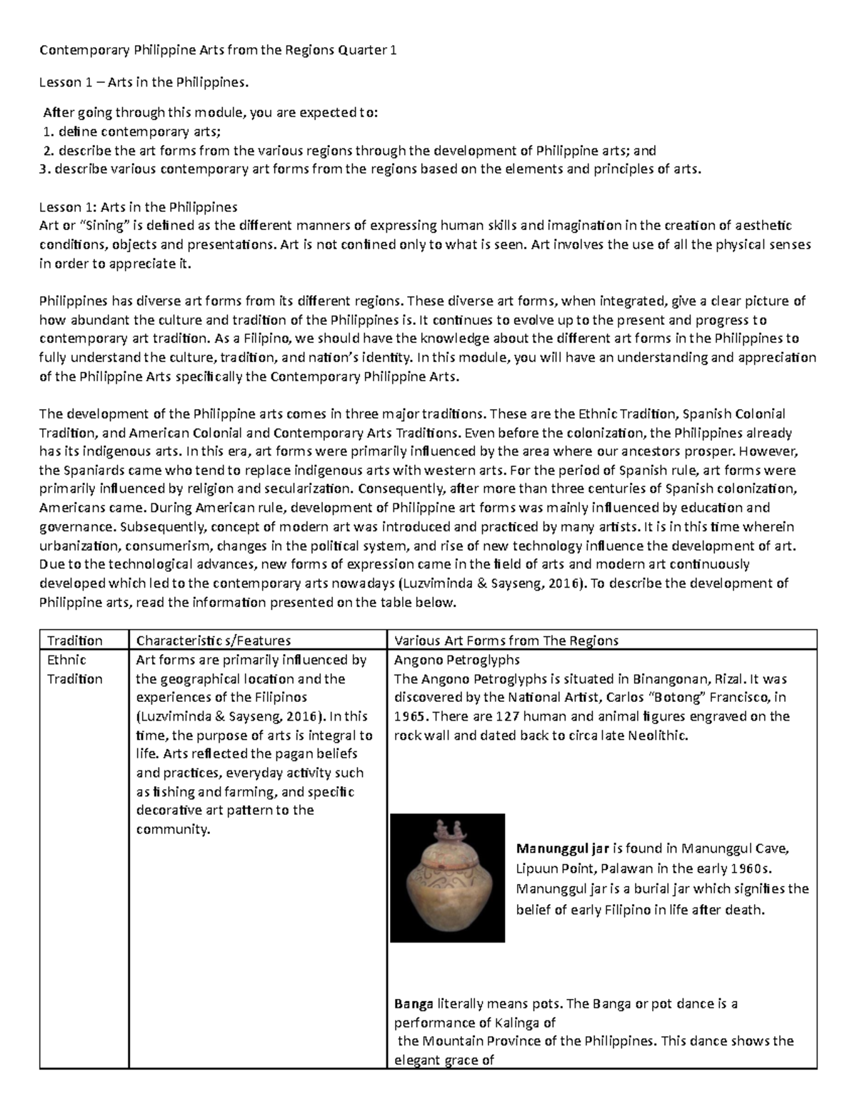 CPAR- Handouts-L1 - handout for CPAR - Contemporary Philippine Arts ...