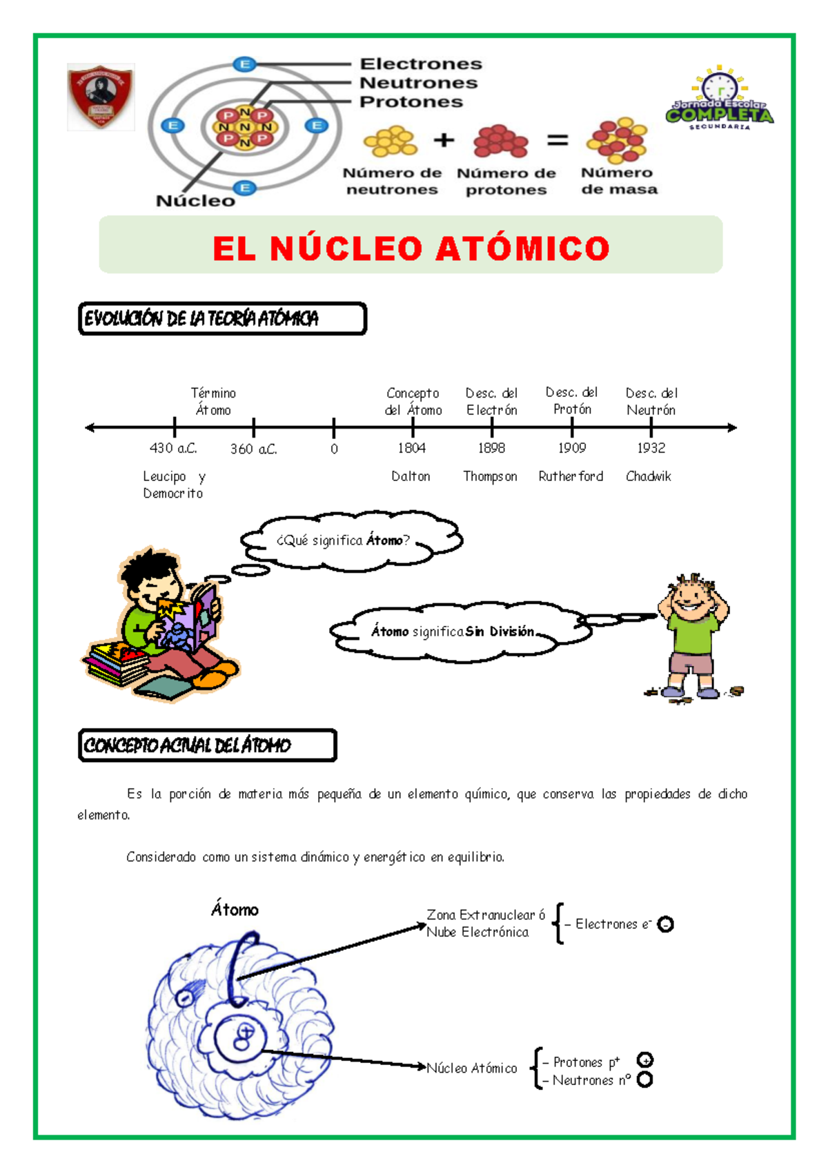 Ficha Trabajo-Núcleo Atomico 14 MAYO 3°ABC - EL NÚCLEO ATÓMICO A ...