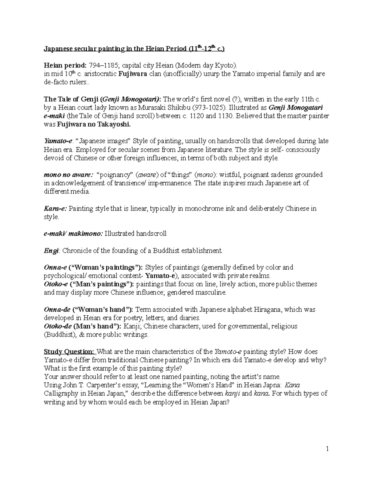 Study Sheet Heian court culture Period - Japanese secular painting in ...