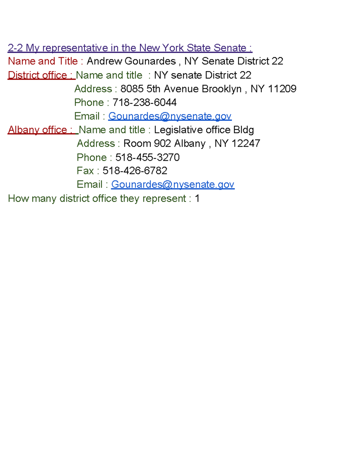 Untitled document (10) - 2-2 My representative in the New York State ...