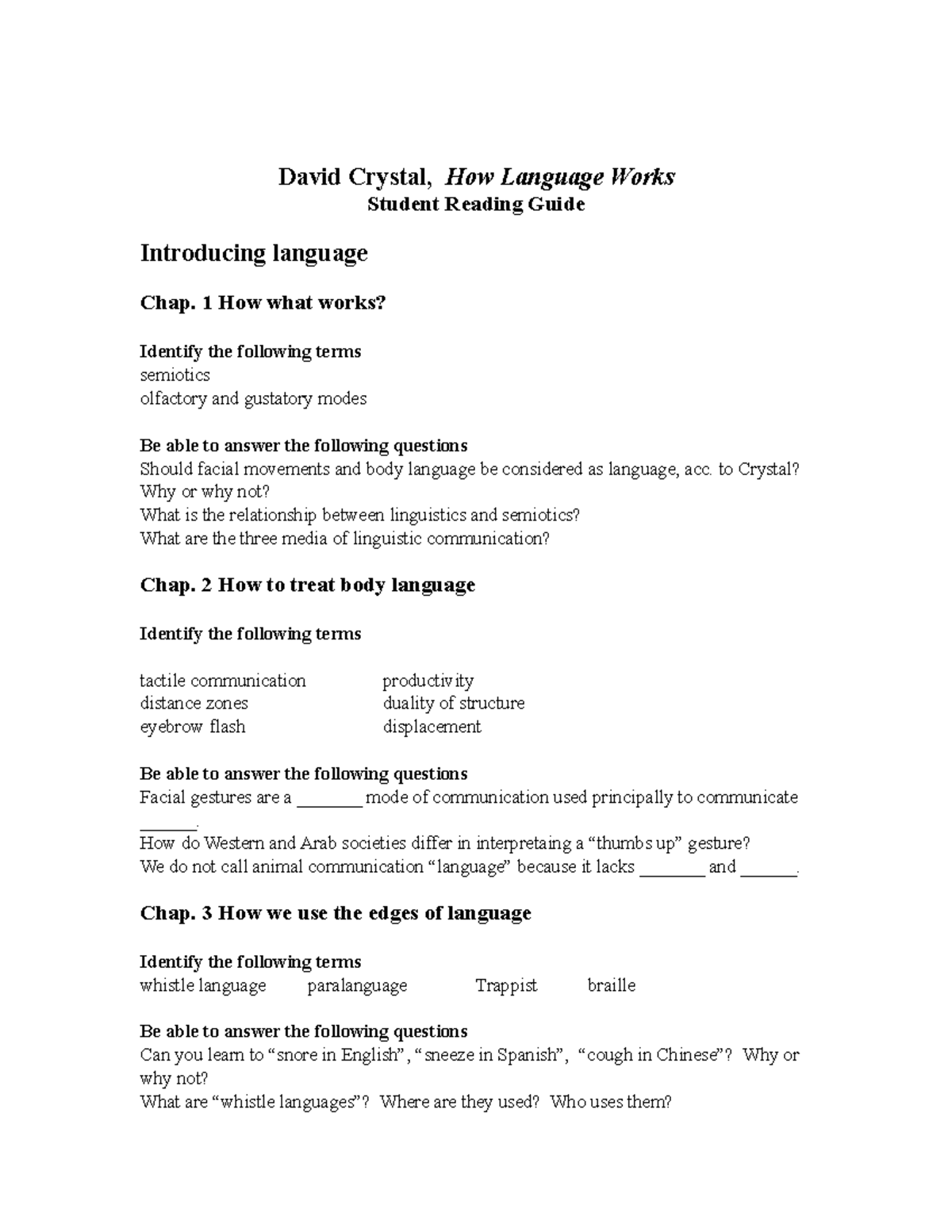 How Language Works course - David Crystal, How Language Works Student ...
