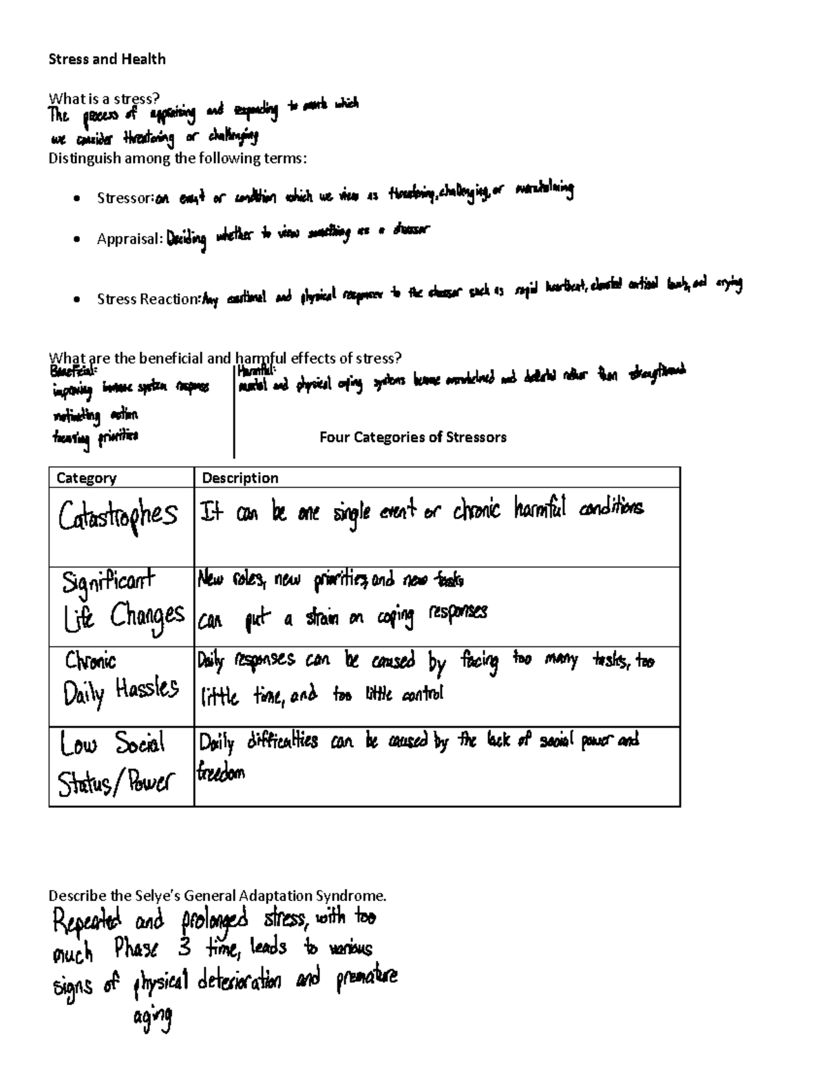 Guided+Notes+Stress+and+Health - Stress and Health What is a stress ...