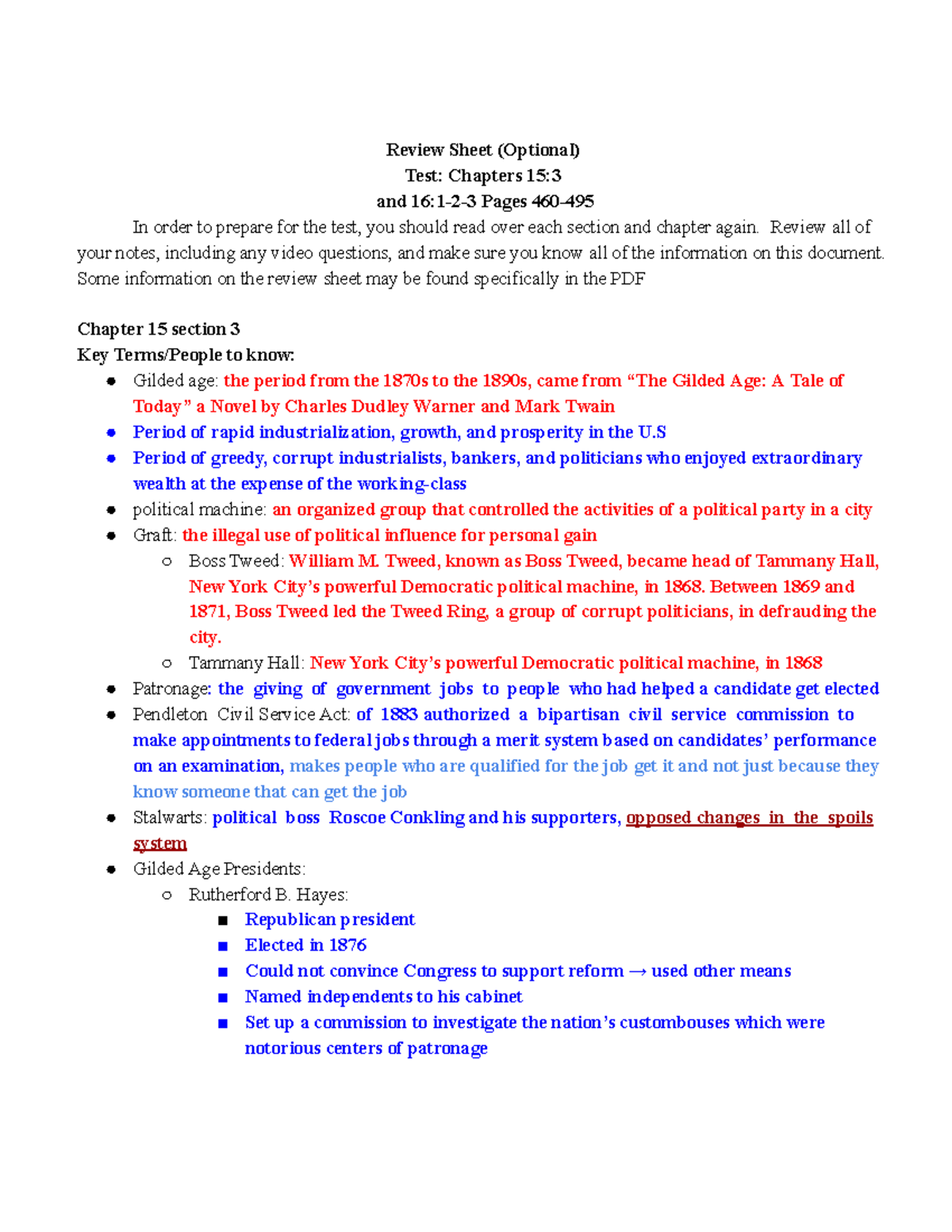 Review Sheet Ch. 15 3 and Ch. 16 1, 2, and 3 - Review Sheet (Optional ...