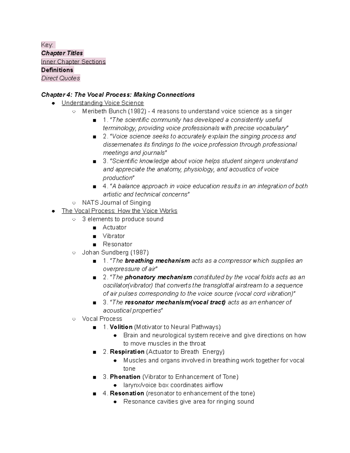 Week 4 Outline - Key: Chapter Titles Inner Chapter Sections Definitions ...