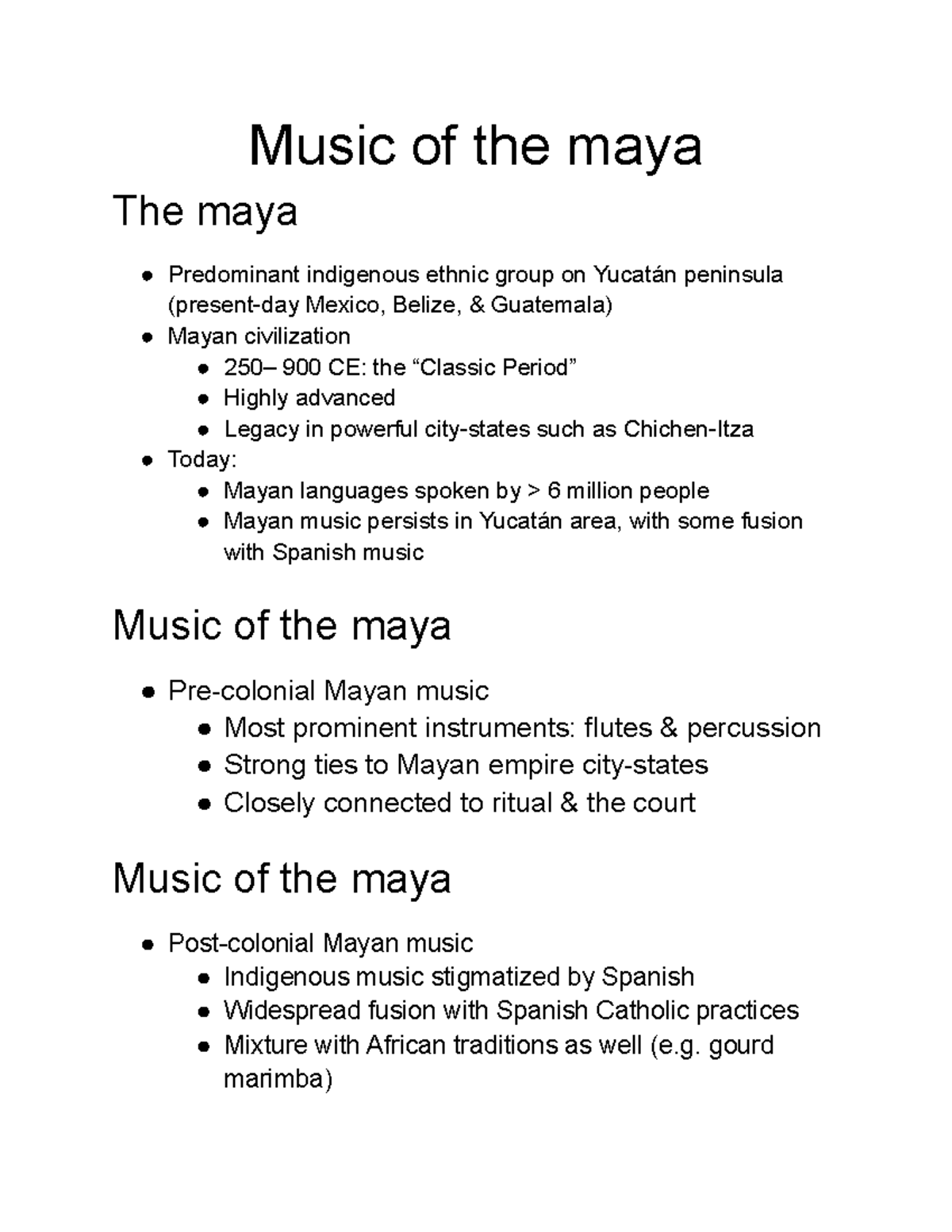 Music of the maya mus127 - Music of the maya The maya Predominant ...