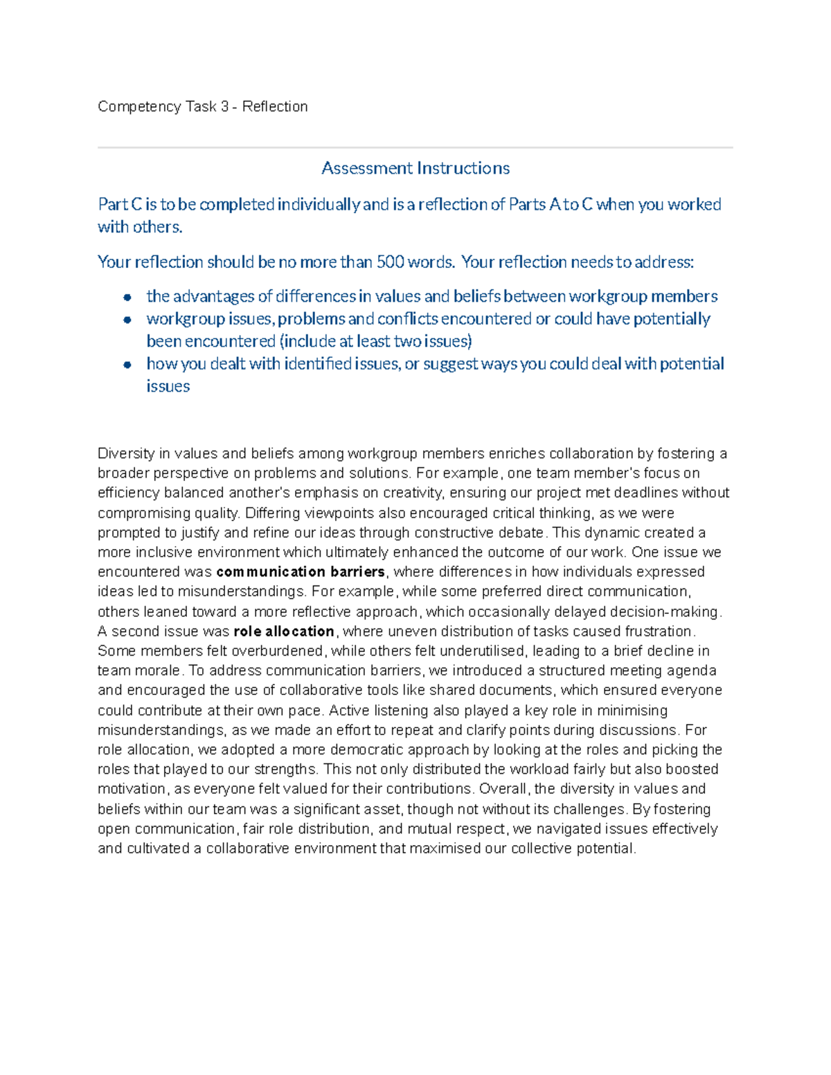 Competency Task 3 - Reflection - Competency Task 3 - Reflection ...