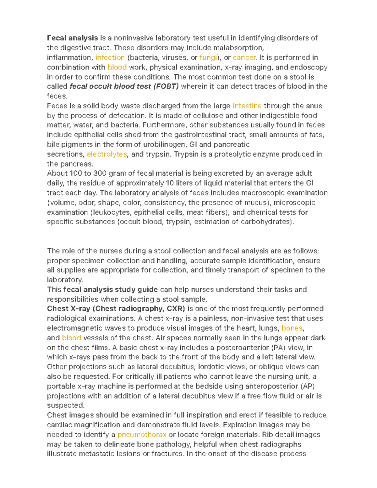 Fecal analysis notes - Fecal analysis is a noninvasive laboratory test ...