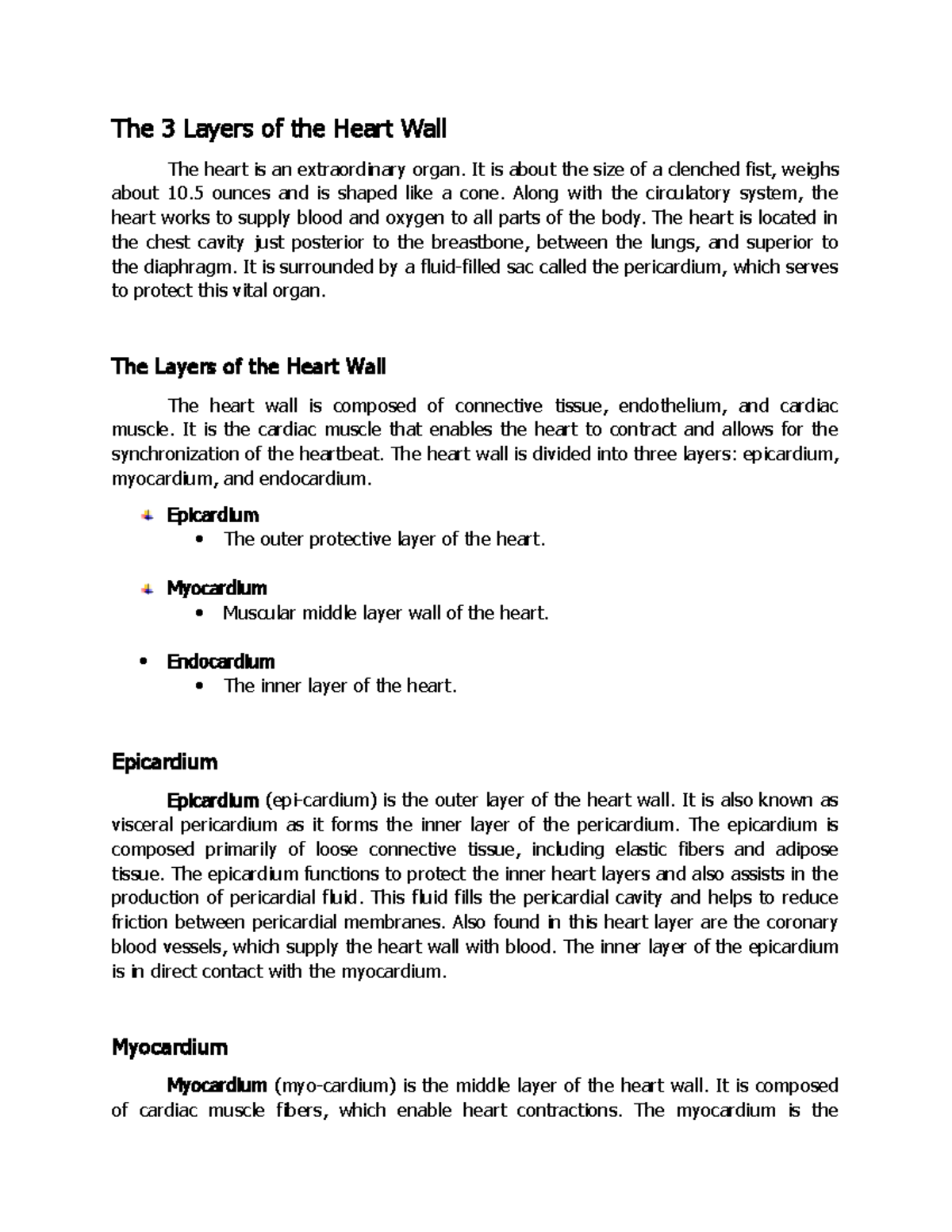 The 3 Layers of the Heart Wall: The Cardiac Cycle - The 3 Layers of the ...