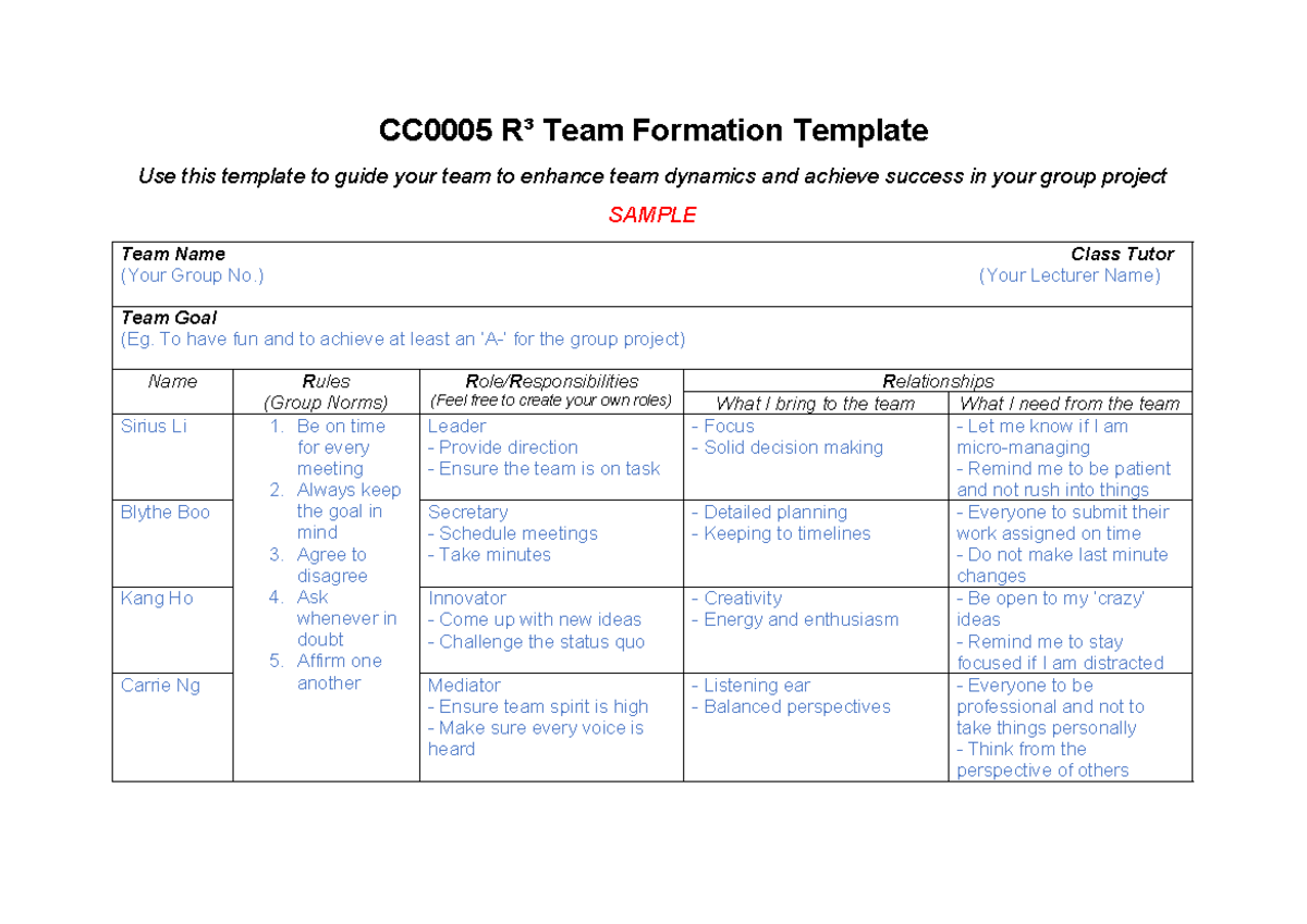 CC0005 Team Formation Template - CC0005 R³ Team Formation Template Use ...