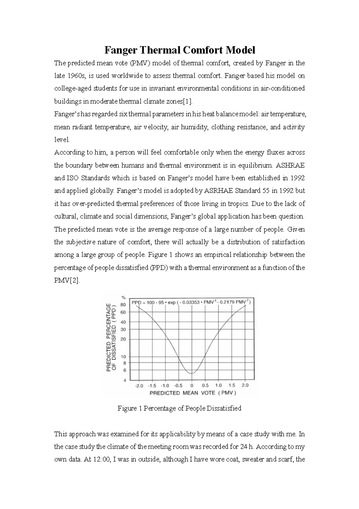 Fanger Thermal Comfort Model - Fanger based his model on college-aged ...