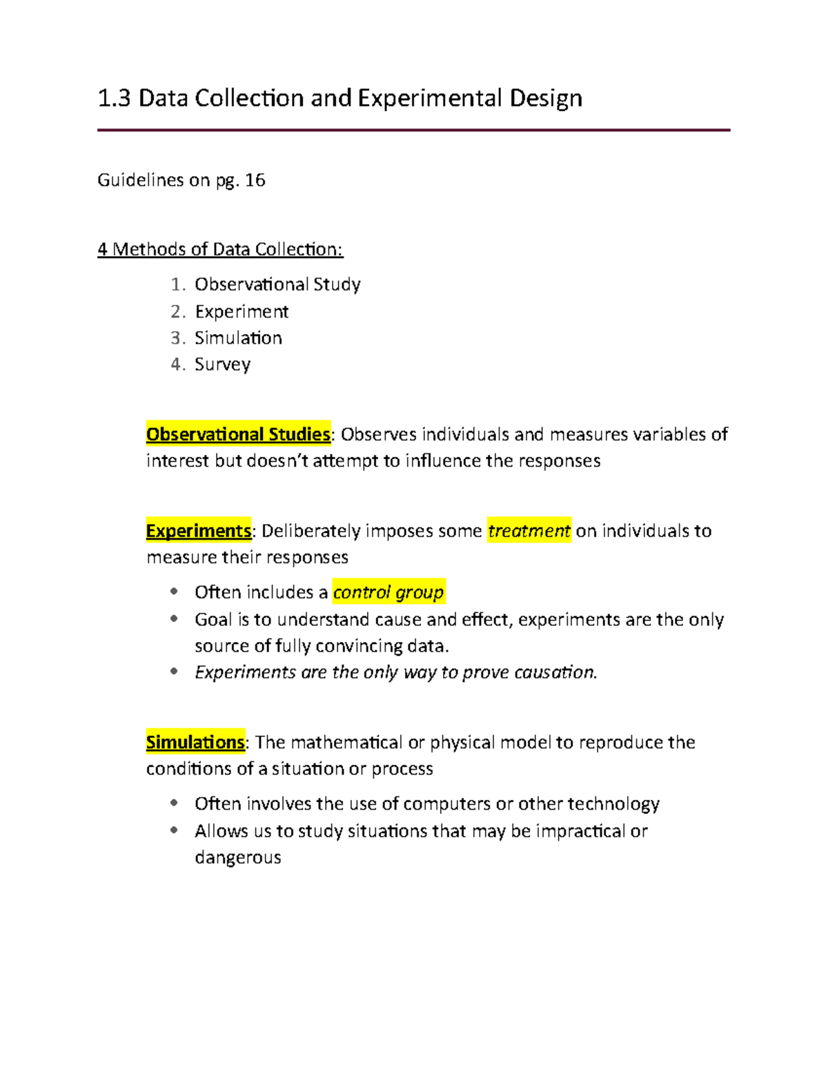 Math 117 Notes and 1.3 Homework - 1 Data Collection and Experimental ...
