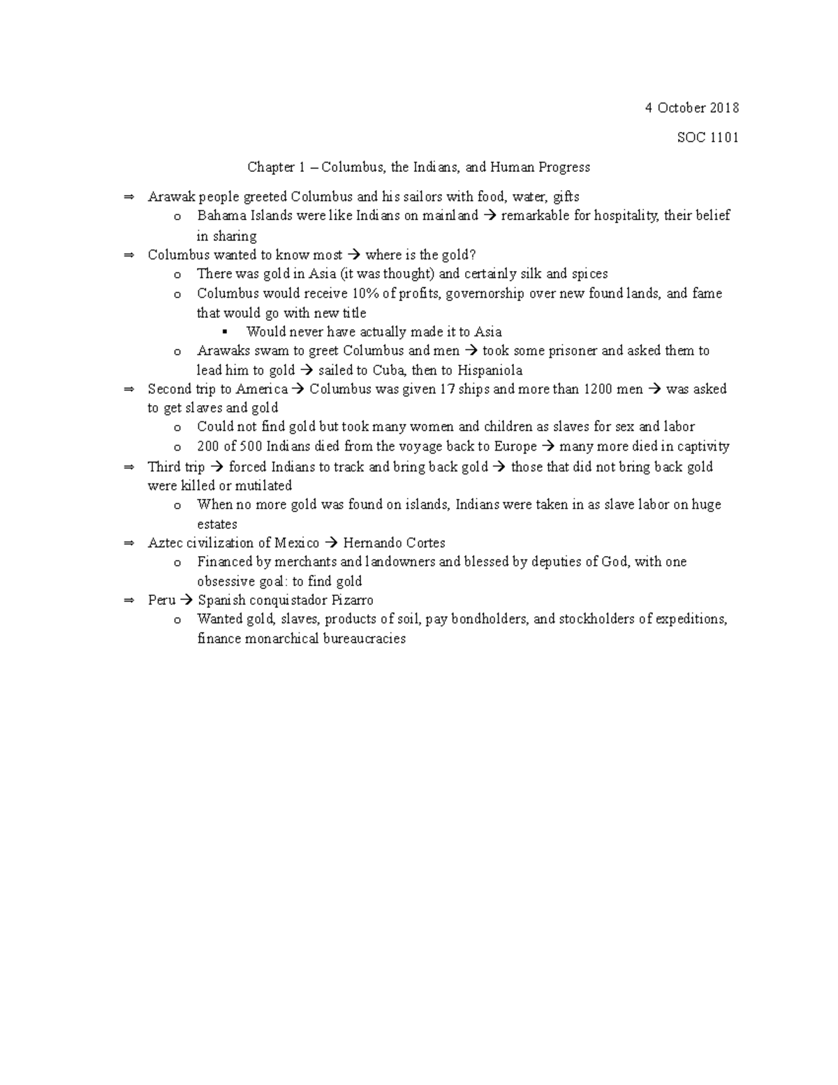 Zinn - Chapter 1 - Columbus, The Indians, and Human Progress - 4 ...