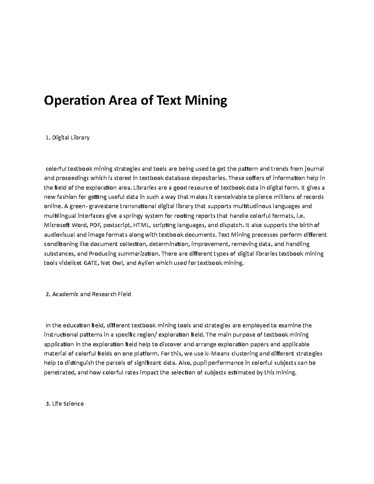 Operation Area of Text Mining - Operation Area of Text Mining Digital ...
