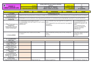 ESP 4 Q1 W3 - for teachers in deped - WEEKLY LEARNING PLAN Quarter: 1st Quarter Week: Week 3 ...