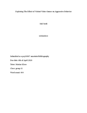 Assignment 2 Reflective Assignment - PSY10007 – Brain and behaviour. ASSIGNMENT 2: Reflective ...