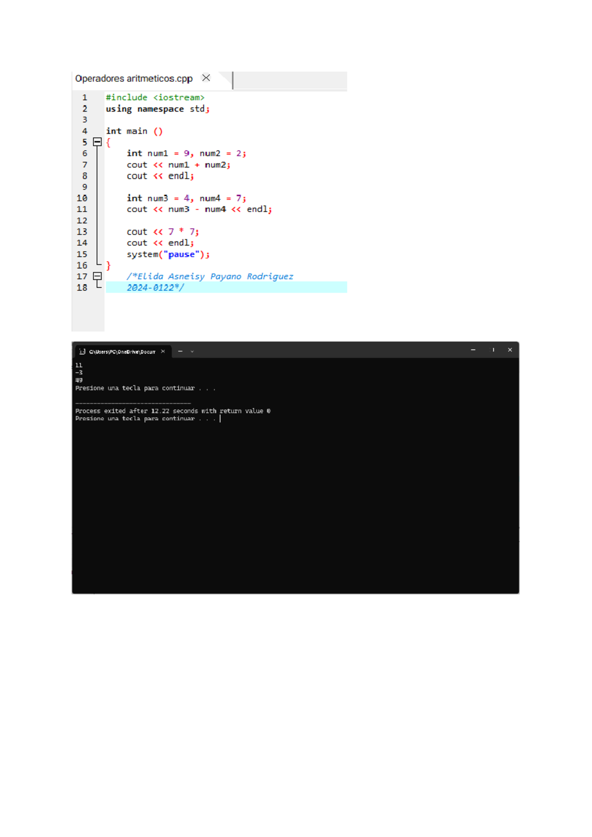 Practica Tarea Operadores - Operadores aritmeticos X 1 #include 2 using namespace - Studocu