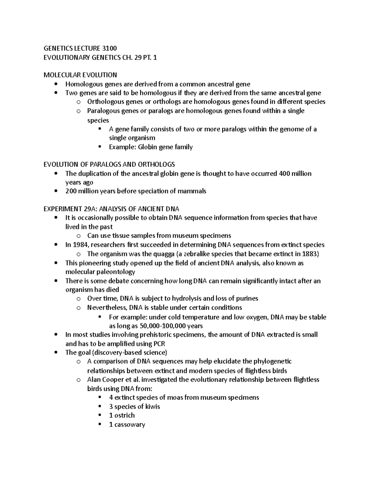 Genetics Lecture Ch.29 pt. 1 - GENETICS LECTURE 3100 EVOLUTIONARY ...