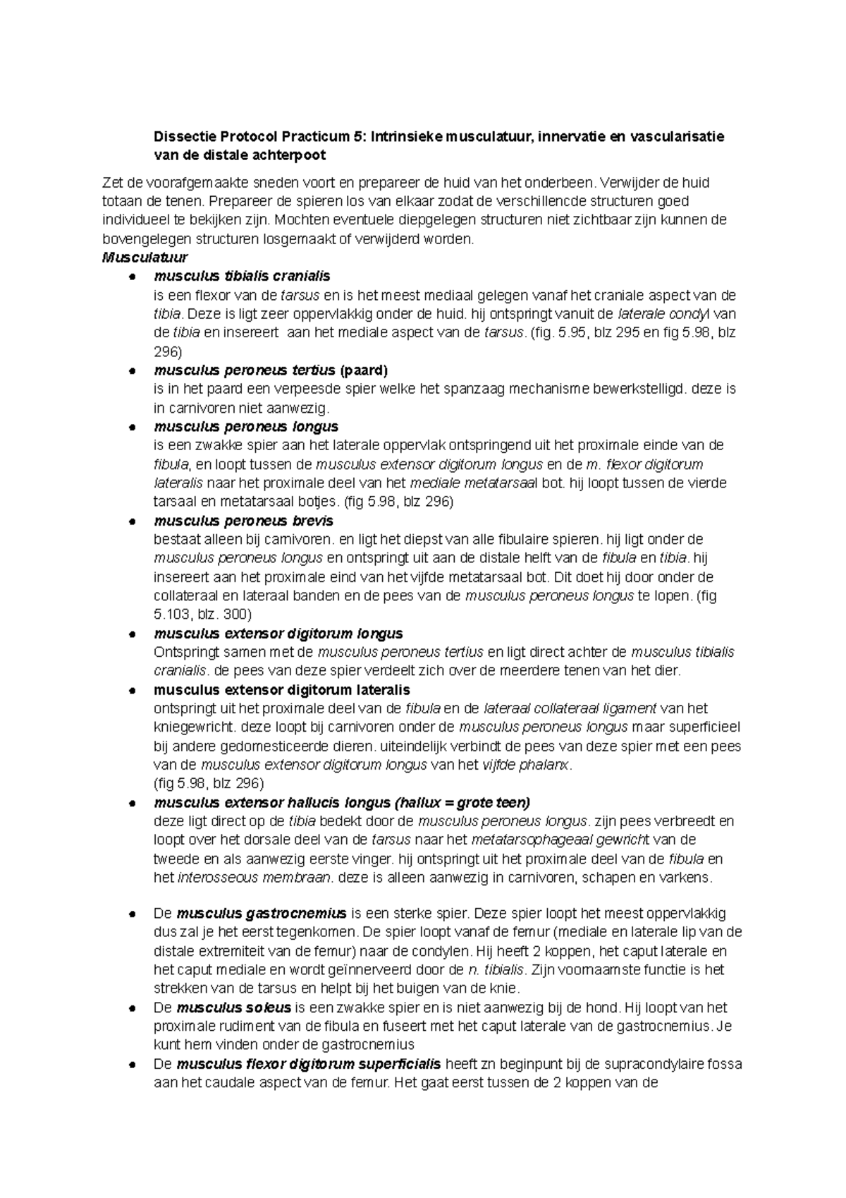 Dissectie Protocol Practicum 5 Intrinsieke musculatuur, innervatie en ...