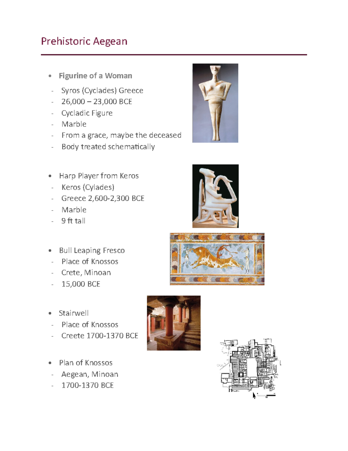 Prehistoric Aegean - on final exam - Prehistoric Aegean Figurine of a ...