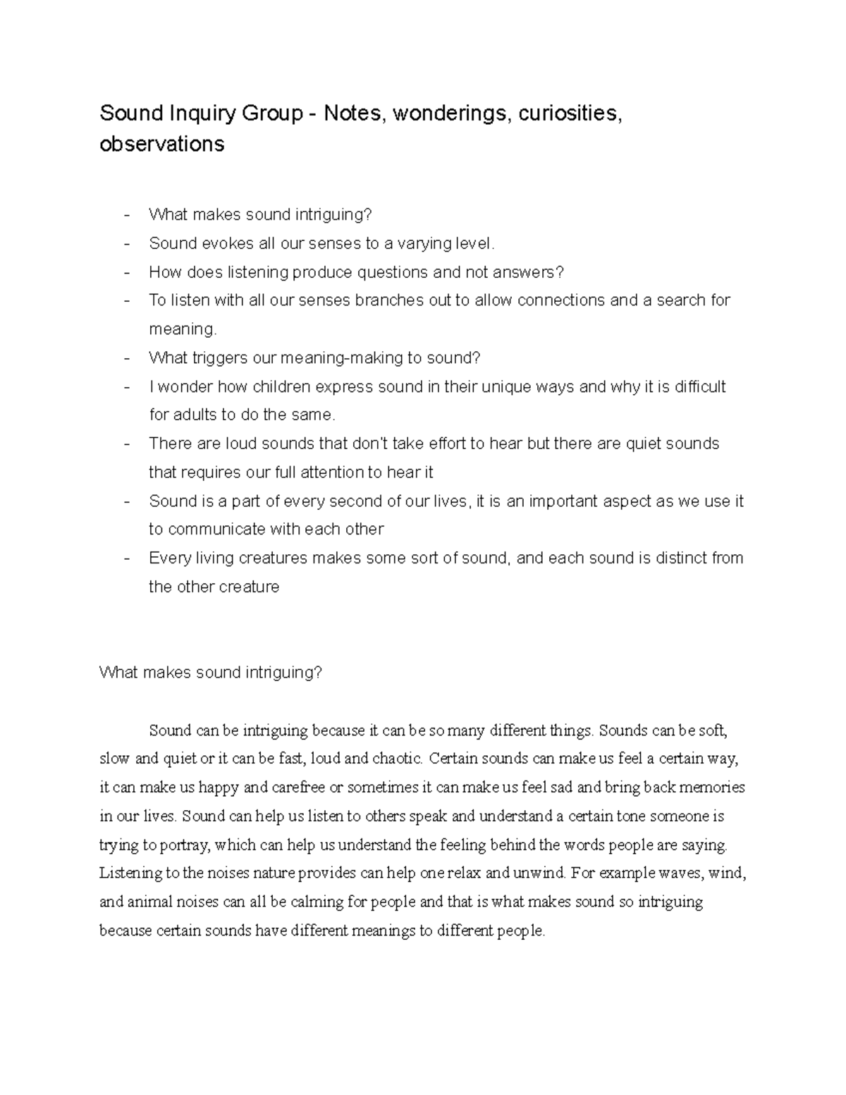 Sound Inquiry - How does listening produce questions and not answers ...