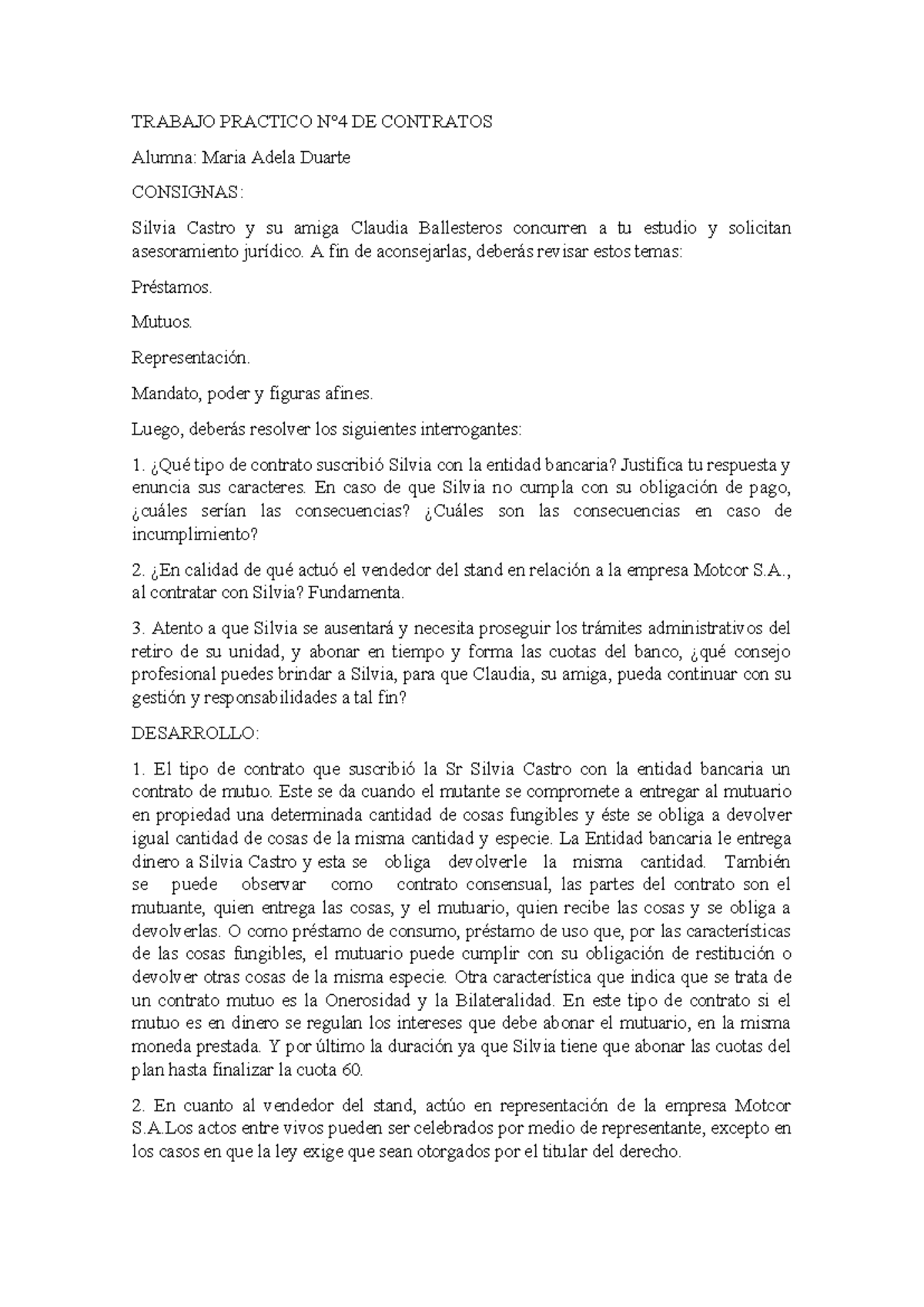 Trabajo Practico N°4 DE Contratos - TRABAJO PRACTICO N°4 DE CONTRATOS ...
