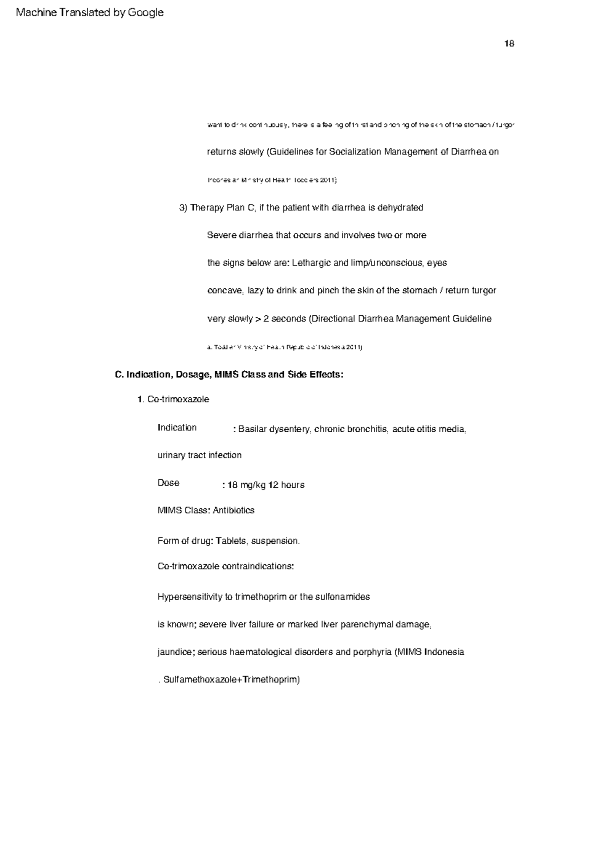 Biological-409 - Notes - Therapy Plan C, if the patient with diarrhea ...