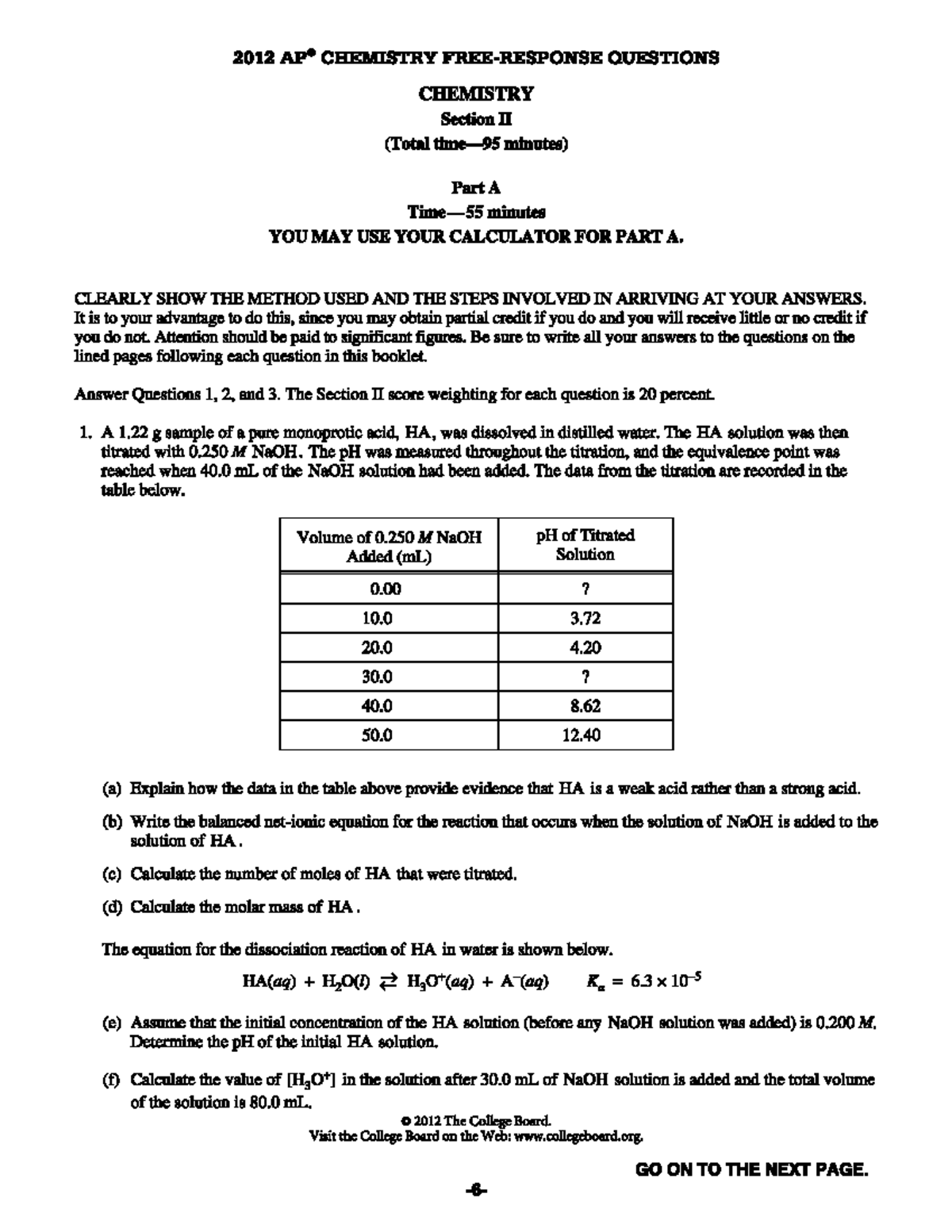 Ap chem titration - test material - CHEM 231 - Studocu