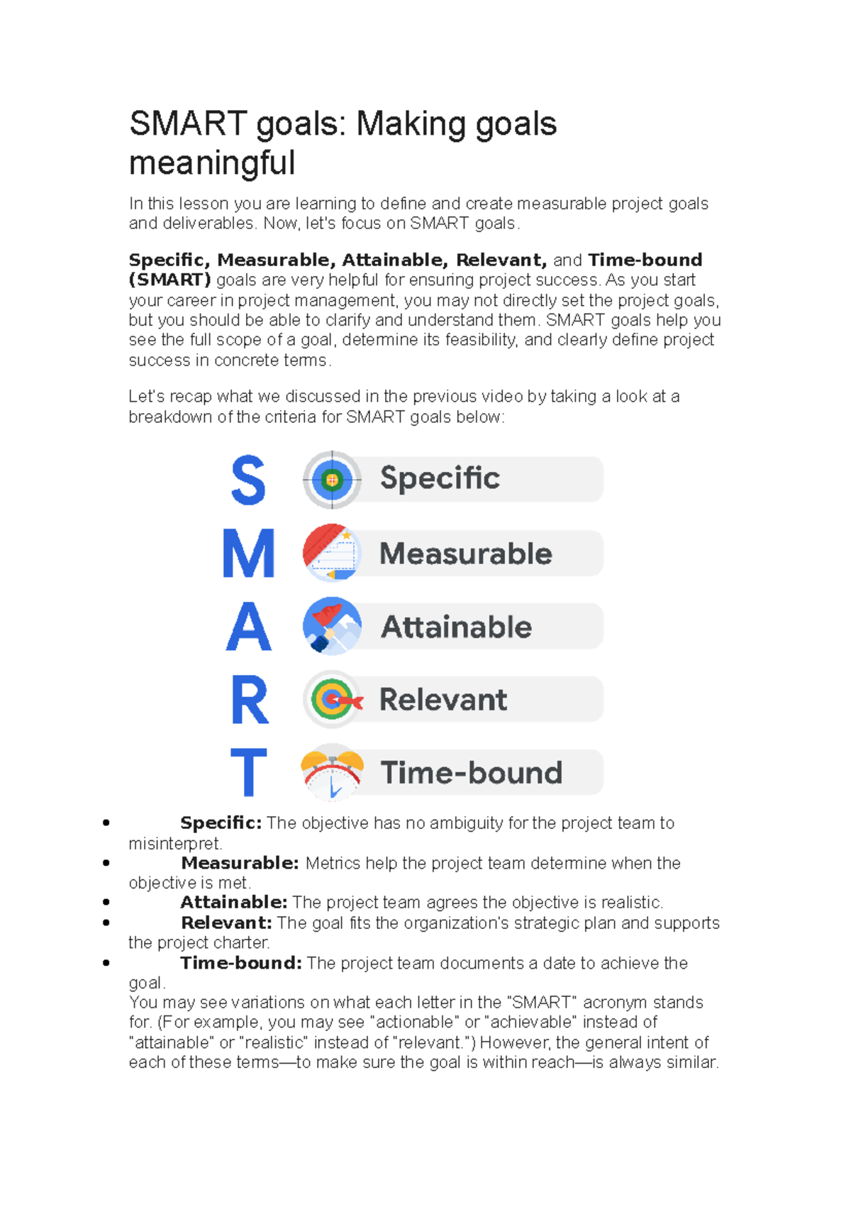 הצבת יעדים Smart - good - SMART goals: Making goals meaningful In this ...