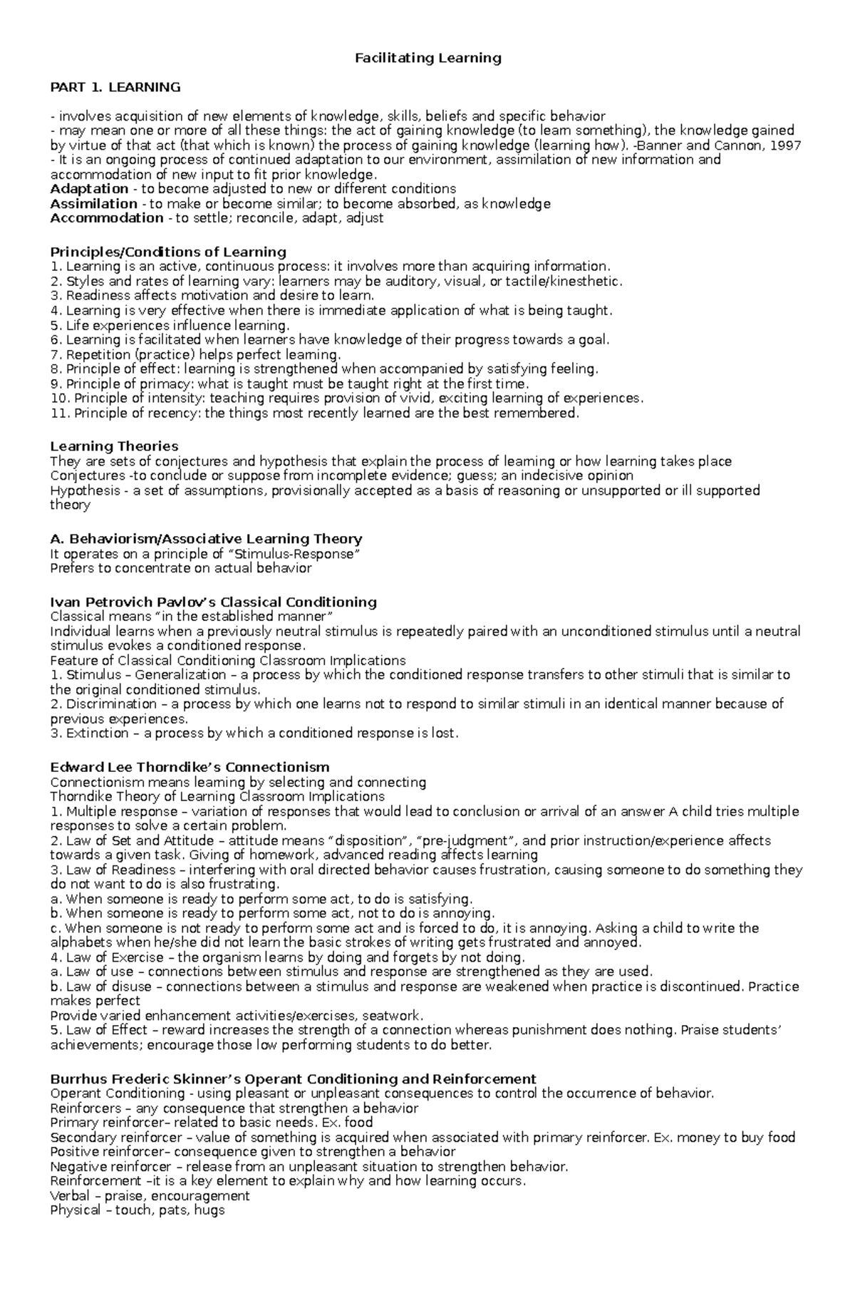 Course Enhancement in Professional Education - Facilitating Learning ...