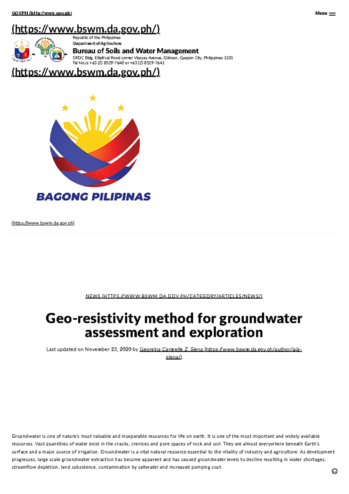 Geo-resistivity method for groundwater assessment and exploration BSWM ...