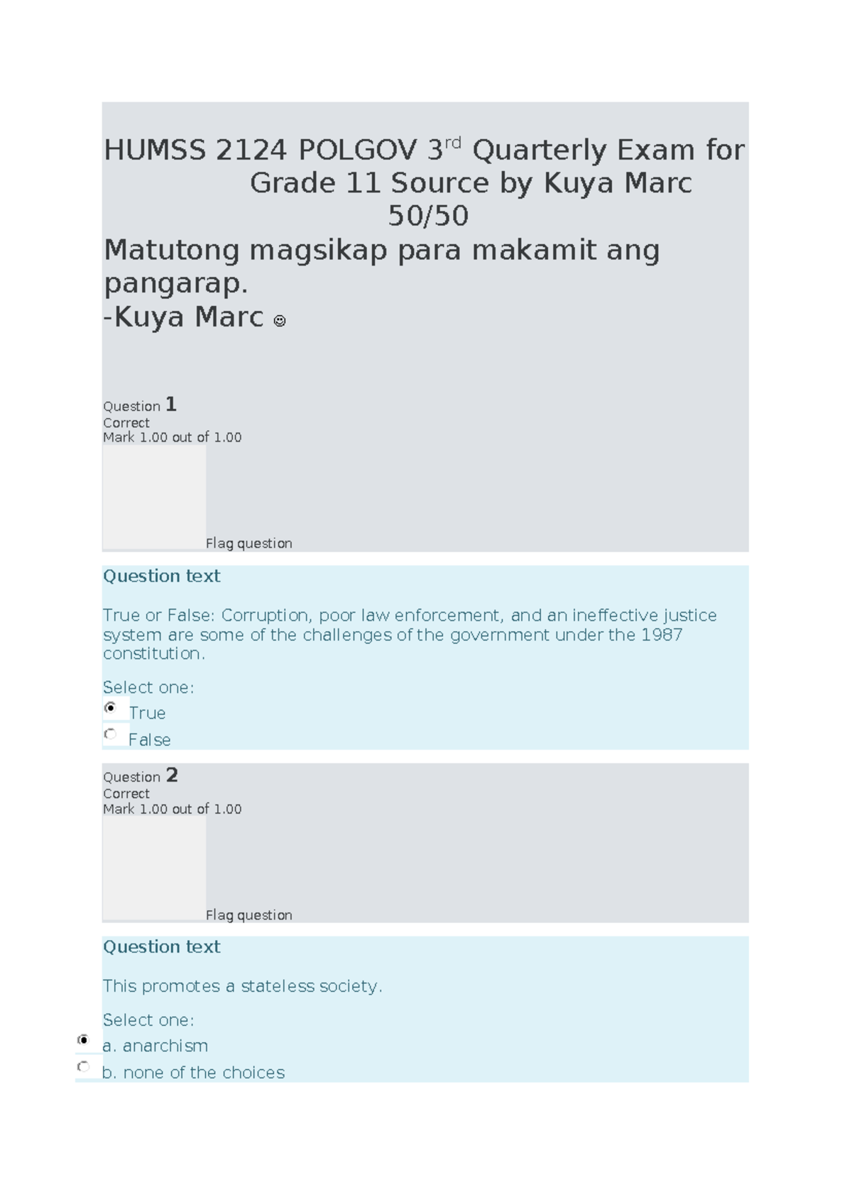 Humss 2124 3rd Quarterly Exam - HUMSS 2124 POLGOV 3 rd Quarterly Exam ...