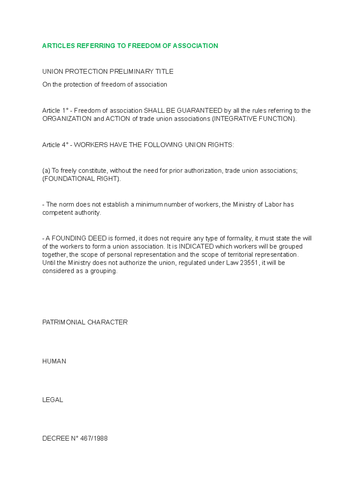 Articles Referring TO Freedom OF Association 2 - ARTICLES REFERRING TO ...